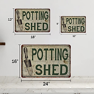Potting Shed Sign Garden Signs Gardening Vintage Decor She Shed Decorations Rustic Decorative Plaque Tin Moms Flowers Herbs Fruit Vegetables Gift 8 x 12 High Gloss Metal 208120020045