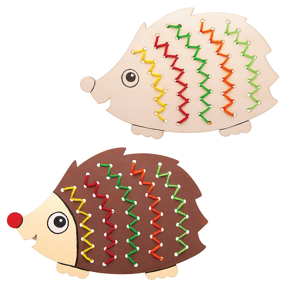 Baker Ross AW934 Hedgehog Wooden Threading Kits - Pack Of 4, Arts And Crafts For Kids, Assorted