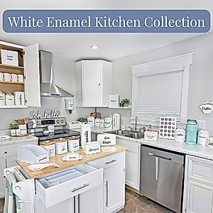 AuldHome Farmhouse Enamelware Silverware Organizer (White), Divided Cutlery Utensil Drawer Organizer