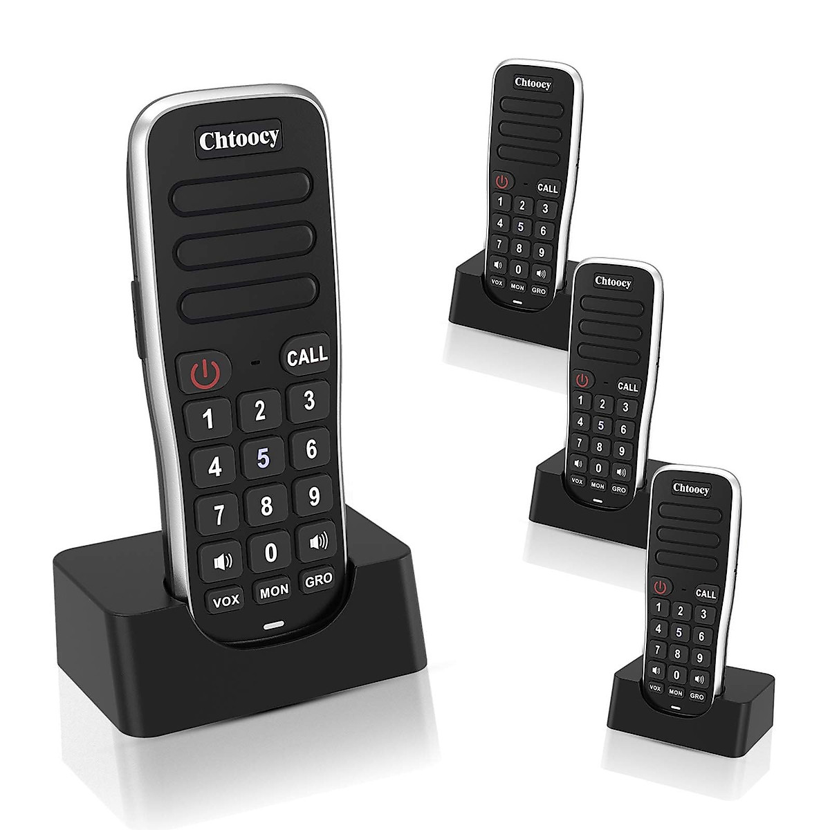 Chtoocy Rechargeable Intercoms Wireless for Home 5280 Feet Range 10 Channel, Handheld Wireless Intercom System for Home Business Office, Room to Room Communication System Expandable (4 Packs, Black)