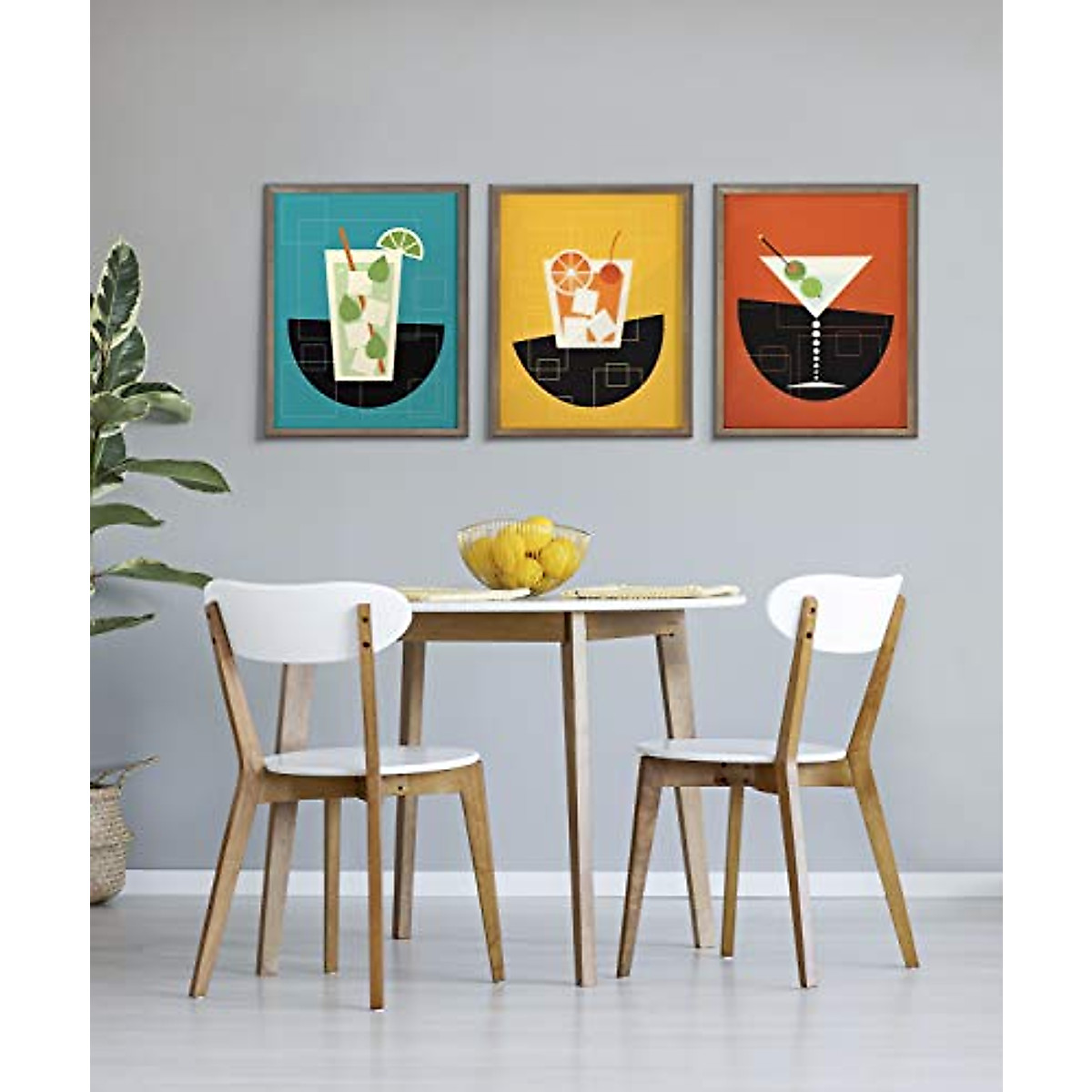 Kate and Laurel Blake Old Fashioned Cocktail Framed Printed Glass Wall Art by Amber Leaders Designs, 16x20 Dark Gold, Chic Mid-Century Wall Decor