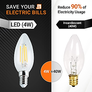 BlueStars Christmas Decoration C35 4W LED Bulb E14 European Base (40 Watt Equivalent), 2700K Warm White, 450lm, Candle Shape Clear Glass for Chandeliers, Ceiling Fans, Wall sconces - Pack of 3