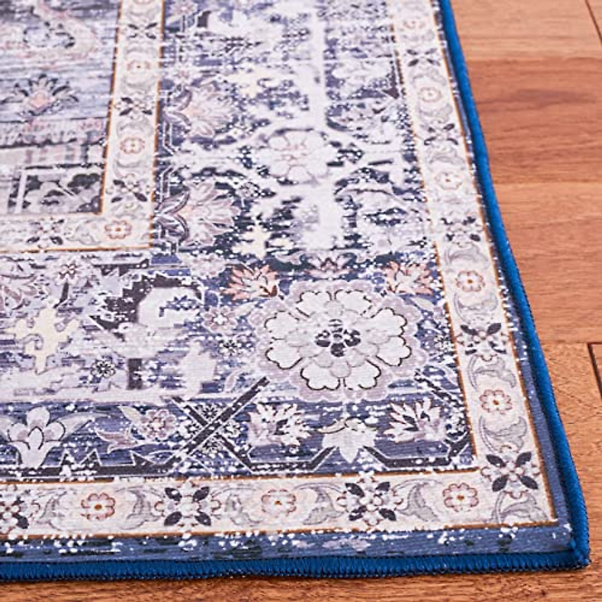 SAFAVIEH Tucson Collection Runner Rug - 2'6" x 12', Blue & Charcoal, Persian Design, Non-Shedding Machine Washable & Slip Resistant Ideal for High Traffic Areas in Living Room, Bedroom (TSN137M)
