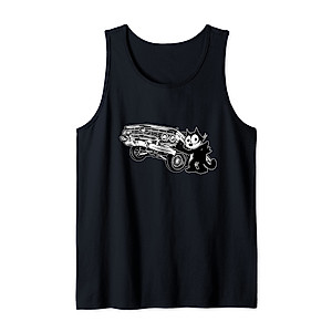 Felix Cat Cartoon Lowrider Hydraulic Bounce Tilt Car Club Tank Top