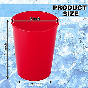 12 Pack Ice Buckets for Parties, Plastic Wine Cooler for Champagne, Beverage, Soda and Beer, Classic Wine Bottle Chiller for Wedding, Versatile Buckets as Vase, Flower Pot or Trash Bin, Red