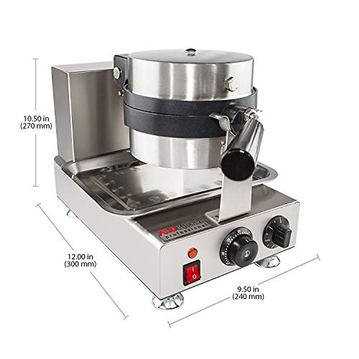 ALDKitchen Belgian Waffle Maker | Waffle Iron | 360° Rotating Mechanism | 1 Round-Shape Waffle | Nonstick | 110V (SINGLE)