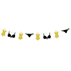 Bachelorette Banner Gold Black Glitter, Lingerie Party Decorations, Bachelorette Party Banner, Lingerie Shower Decorations, Bridal Shower Banner, Bra Panties Banner, Bachelorette Party Decorations