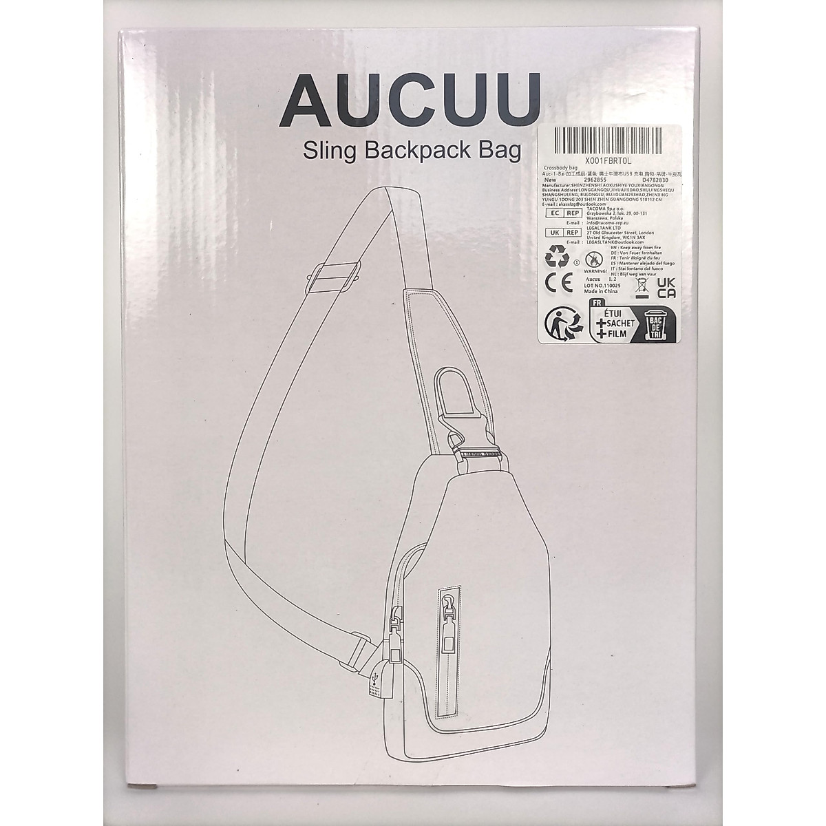 Sling Backpack with USB Charging Port, Chest Bag Crossbody Daypack Shoulder Bag for Women & Men, Hiking, Cycling, Travel #2 Blue