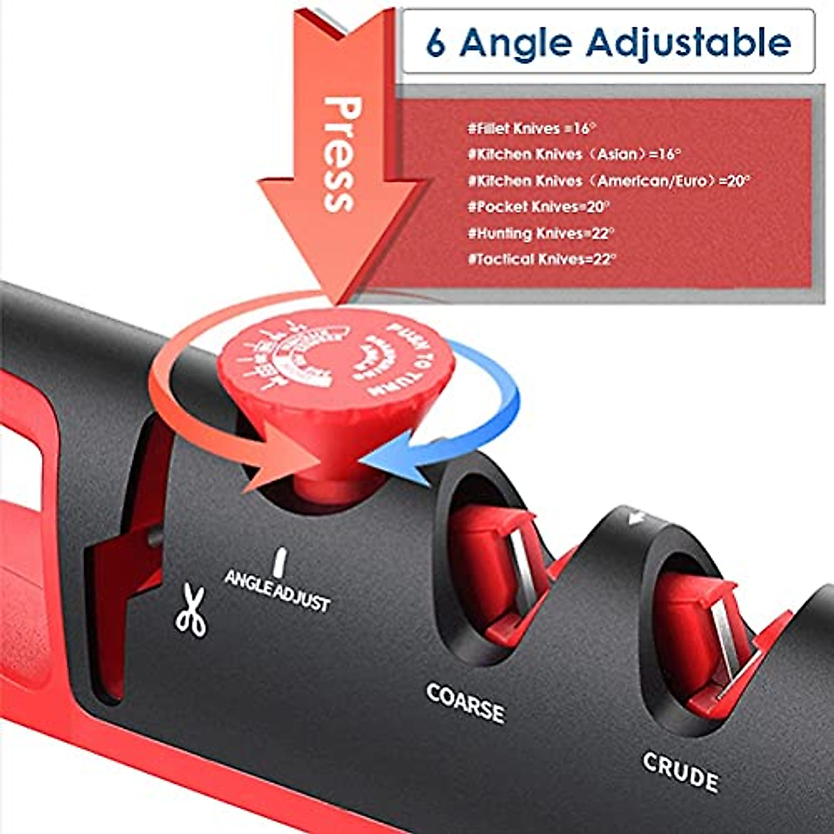 4 in 1 Manual Knife Sharpener for Kitchen Knives & Scissors - Adjustable Sharpening Tool with Tungsten Steel Diamond Ceramic Slot Helps Restore Knife or Shears Blades Women's Day Presents