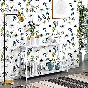 HAOKHOME 93245-2 Peel and Stick Floral Wallpaper Home Decor Removable White/Grey/Black Vinyl Self Adhesive Mural 17.7in x 9.8ft