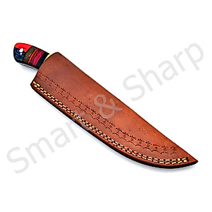 Smart & Sharp Custom Handmade Damascus Steel Hunting Knife/Skinning Knife AA-17287 (Natural Bone and Multi Color Wood)
