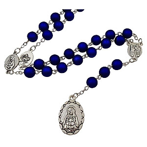 TALISMAN4U Seven Sorrows of Mary Rosary Chaplet Deep Blue Acrylic Beads Catholic Jewelry Necklace for Women with Rosary Box