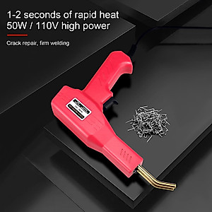 50w Hot Stapler,Plastic Welding Machine Car Bumper Repair Kit with Plier, knife,Flat/Outside Corner/Inside Corner/Wave Staples Welding Repairing Machine Welder Gun Repair (Red)