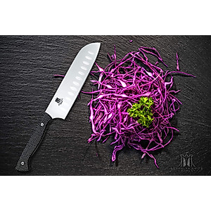 Brooklyn Knife Co. Santoku Knife - Carbon Fiber Series - Japanese AUS-08 HC Super Steel -Sheath, 7-Inch