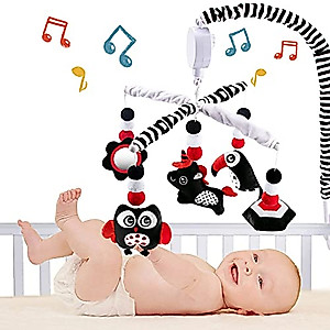 teytoy Baby Crib Mobile Unisexbaby, Nursery Baby Mobile for Crib, High Contrast Black & White for Girls Boys 0-24 Months Infant Newborn Montessori Portable Cot Mobile Decor Hanging Rotating Plush Toys