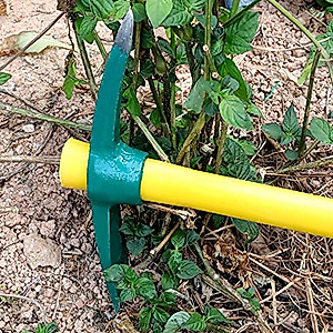 ZOENHOU 17.7 Inch Pick Mattock Hoe, Forged Garden Pick, Weeding Mattock Hoe Agriculture Hand Tools with Heavy-Duty Fiberglass Handle for Weeding Cultivating Camping or Prospecting