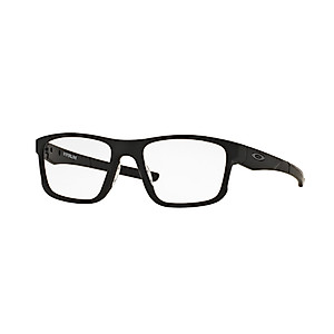 Oakley Men's Ox8078 Hyperlink Square Prescription Eyeglass Frames, Satin Black/Demo Lens, 54 mm