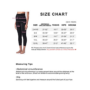 POSHDIVAH Women's Maternity Capri Leggings Over The Belly Pregnancy Workout Active Stretchy Pants with Pockets 2Pcs Black Small