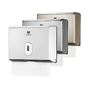 Paper Towel Dispenser Wall Mount for Toilet, Bathroom Paper Towel Holder, Commercial Paper Towel Dispenser for Trifold Paper & Multifold Paper Towels, Silver