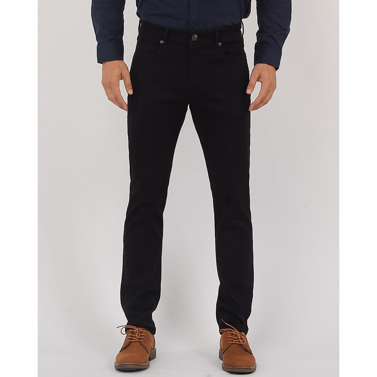 APUOR Slim Fit Jeans for Men Straight Fit Stretch Skinny Jeans Soft Comfy Denim Pants Black W40xL30