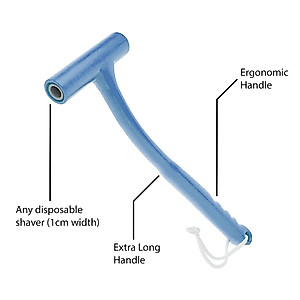 Razorba Back Shaver for Men - Razor Extension Handle. Ergonomic Manscape Yeti Stick. Leg & Back Shavers for Men & Women. Men's Back Hair Remover Wand. DIY Body Groomer Free Disposable Shaver Included