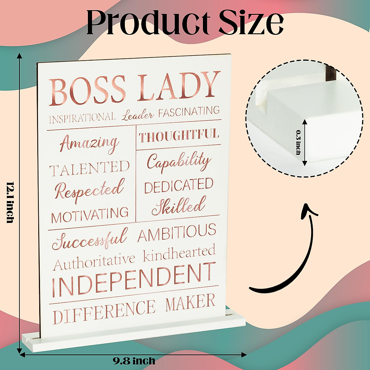 B1ykin Boss Lady Gifts for Women Table Topper Decoration, Rose Gold Boss Lady Centerpiece Women Boss Removable Wooden Freestanding Decor, Appreciation Gifts For Boss Office Female Leaders