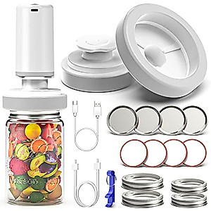 Eazy2hD Mason Jar Vacuum Sealer, Electric Vacuum Sealer for Jars Compatible with FoodSaver Canning Sealer, Jar Vacuum Sealer Attachment Kit for Food Storage with Wide & Regular Mouth Mason Jars