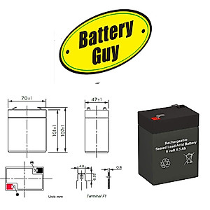 BatteryGuy 506 DXN Monitor Replacement 6V 4.5Ah SLA Battery Brand Equivalent (Rechargeable) - Qty of 1