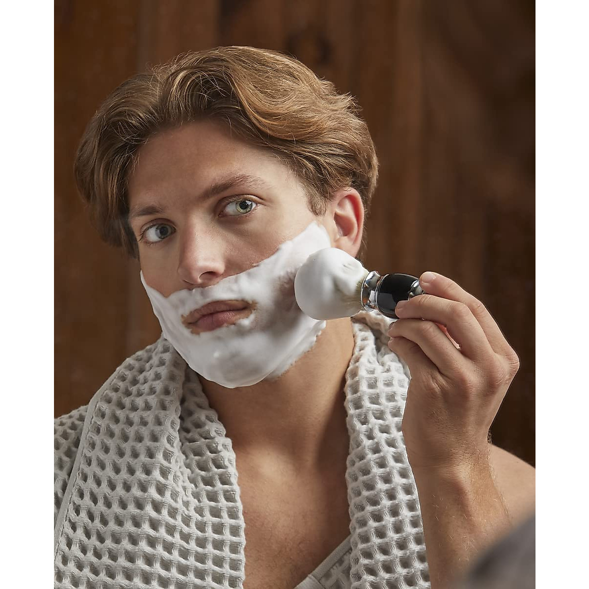 Union Razors SS3 Black Three Piece Shave Kit with Razor, Shaving Brush and Stand.