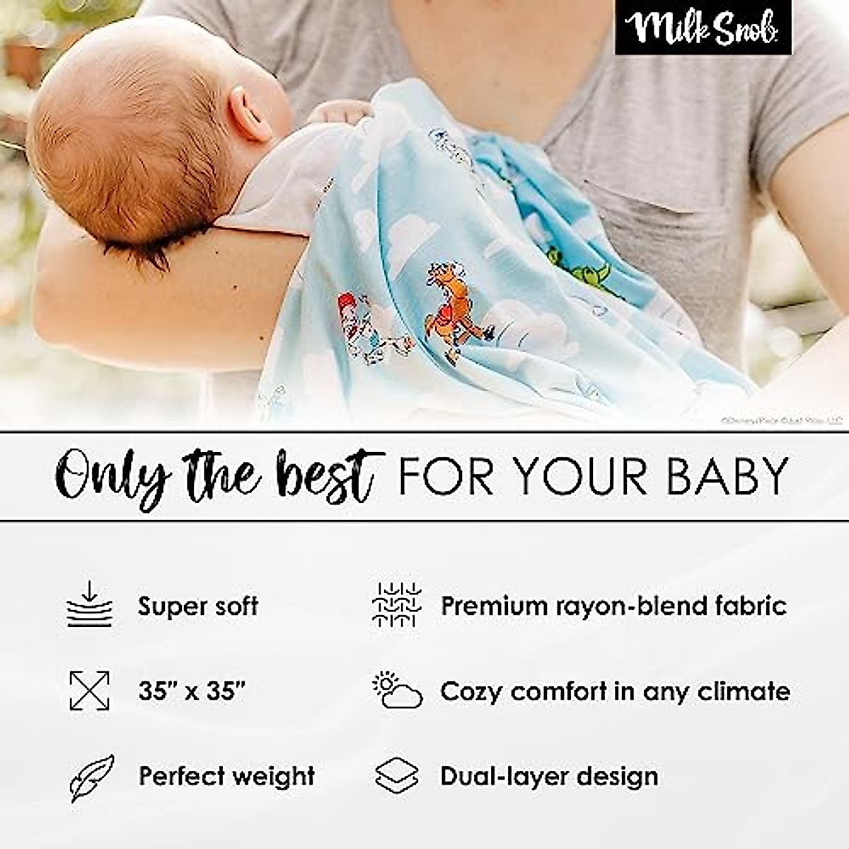 Milk Snob Disney Pixar Toy Story Baby Boy and Girl Swaddle Blanket, Soft Receiving, Security Bed and Play Blanket, Toddler and Infant Baby Bedding Registry and Shower Gifts, Newborn Essentials, 35x35