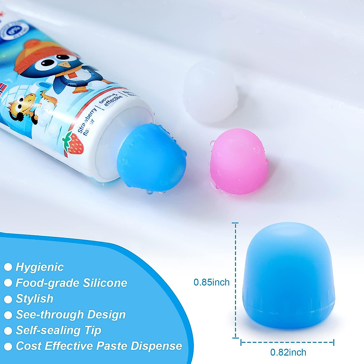6 Pack Toothpaste Cap, Tnvee Self Closing Toothpaste Squeezer Dispenser with Organizer Box for Kids and Adults in Bathroom, Hygiene No Mess No Waste