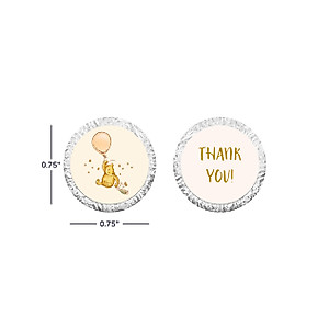 WEECUTES® Winnie Baby Shower Decorations Mini Kisses Stickers Classic Pooh Sticker Set Thank You Chocolate Labels 1st Birthday Party Favors 108 Pcs