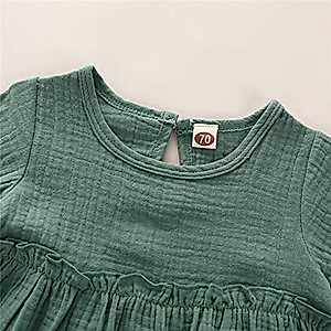 Outfits Solid Ruffled Linen Infant Cotton Girls Tops+Shorts Baby Summer Girls Outfits&Set Girl Photography Outfits (Green, 0-6 Months)