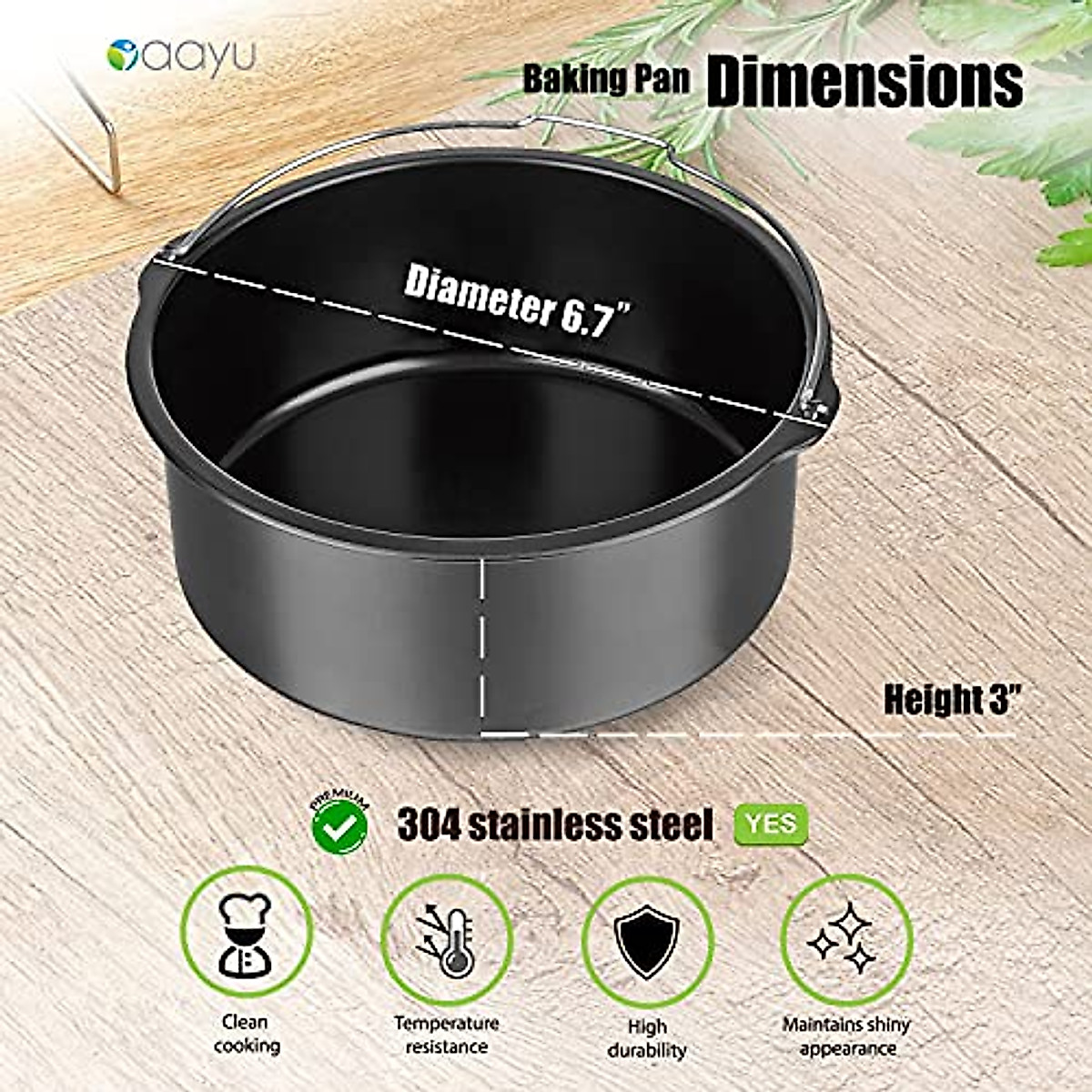 Baking Pan for Pressure Cookers, Air Fryers and Ovens- For 3 QT to 5QT Pressure Cookers & 3 QT 5.3QT Air Fryers.Fits InstantPot COSORI Ninja Foodi Gowise Philips NuWave Power Farberware & more