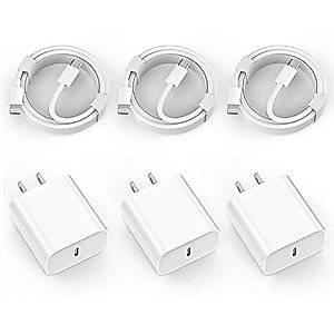 3 Pack iPhone 14 13 12 11 Fast Charger, [Apple MFi Certified] 20W iPhone USB C Charger Block with 6FT USB C to Lightning Cable for iPhone 14/14 Pro/14 Pro Max/14 Plus/13 12 11 Pro Max/XS/XR/X/8, iPad
