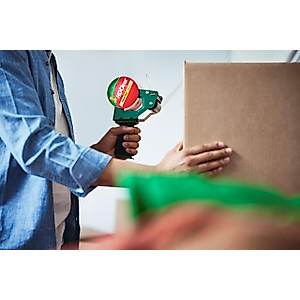 Duck Brand Handled Tape Gun With Clear Packing Tape, 1.88 Inch x 54.6 Yard (669332)