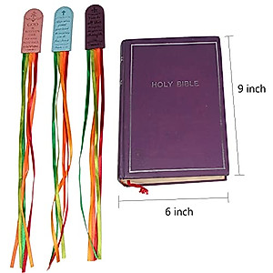 3 Pieces Leather Bible Bookmarks Bible Ribbon Bookmark Multi Ribbon Page Marker, Bible Verse Inspirational Bookmarks - Psalm 46:5, Proverbs 4:23, Philippians 4:13, Bible Accessories,Bible Supplies