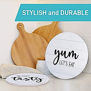 Stylish Trivets for Hot Dishes - Set of 2 - Ceramic Hot Pads for Kitchen Counter - Heat Resistant Mat - Trivets for Kitchen Counter - Farmhouse Style Hot Pot Holder - Trivets for Hot Pots and Pans