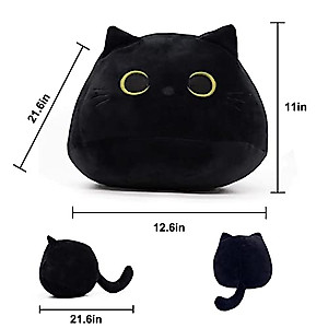 Yoruii Black Cat Plush Toy Black Cat Pillow, 21.6 Inch Creative Cat Shape Pillow, Cute Cat Plush Toys, Stuffed Animal Pillow, Cat Plush Toy Pillow for Valentines Birthday Gift
