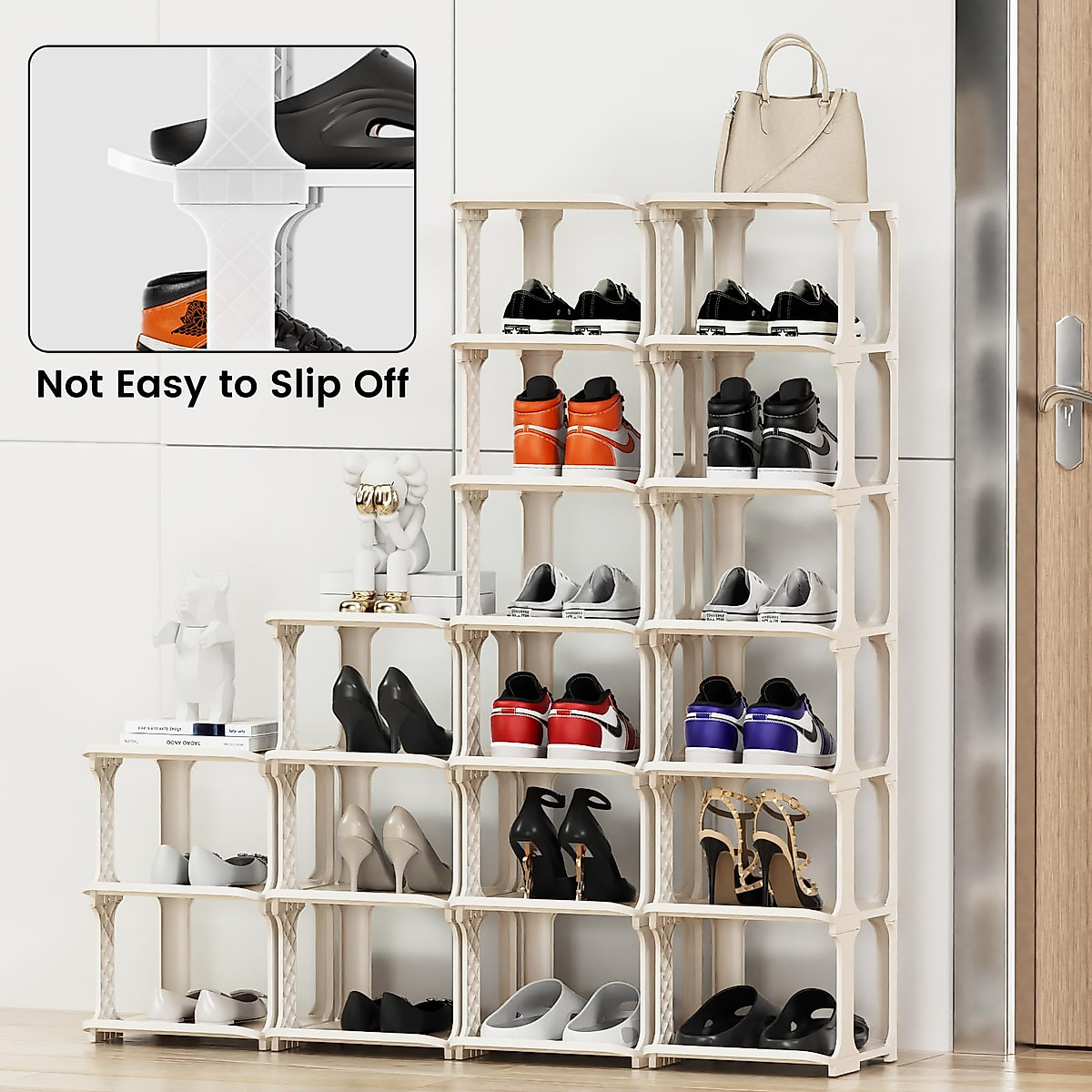 DomiZen 10 Tier Shoe Rack for Closet, Vertical Free Standing Shoe Organizer for Entryway, Stackable Shoe Storage Organizer for Women Kids