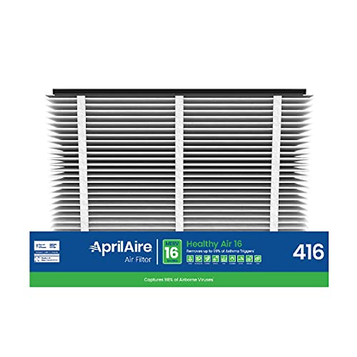 AprilAire 416 Replacement Filter for AprilAire Whole House Air Purifiers - MERV 16, Allergy, Asthma, & Virus, 16x25x4 Air Filter (Pack of 2)