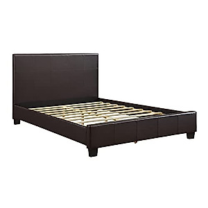 Lexicon California King Bed Frames With Headboard, Platform Bed Frame California King, Modern Bed Frame, Faux Leather Upholstered Bed Frame, No Box Spring Required, Easy Assembly, Cal King, Dark Brown