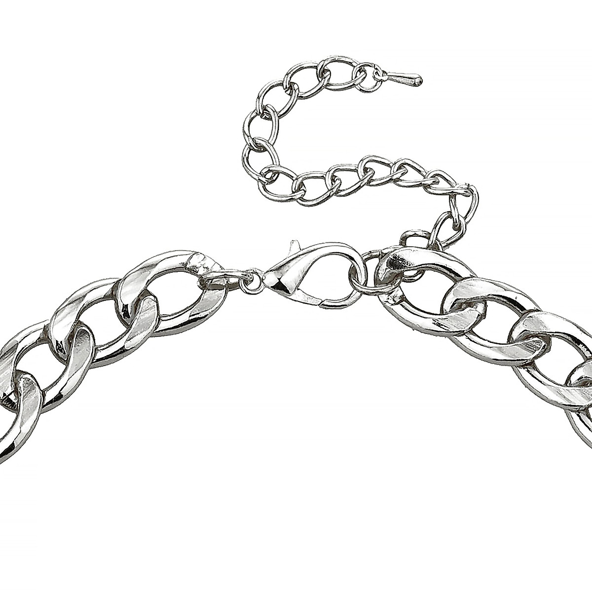 JOTW Silvertone Iced Out 3D Heart Pendant with a 16 Inch Adjustable Link Necklace