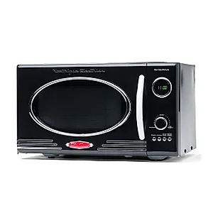Nostalgia Retro Countertop Microwave Oven - Large 800-Watt - 0.9 cu ft - 12 Pre-Programmed Cooking Settings - Digital Clock - Kitchen Appliances - Black