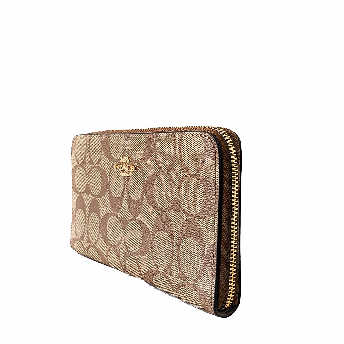 Coach Signature Large Phone Wallet/Wristlet - Khaki/Saddle 2