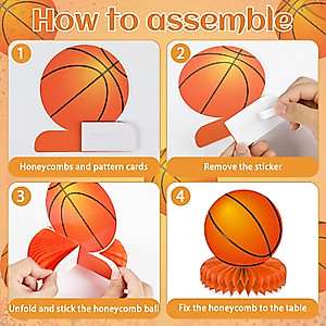 Chunnin 12Pcs Basketball Honeycomb Centerpiece Basketball Birthday Party Decoration Basketball Themed Party Table Toppers Basketball Party Table Centerpieces for Boy Sport Baby Shower Party Supplies