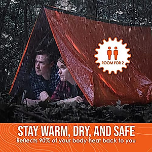 Go Time Gear Life Tent Emergency Survival Shelter – 2 Person Emergency Tent – Use As Camping Tent, Survival Tent, Emergency Shelter, Tube Tent, Survival Tarp - includes Survival Whistle & Paracord