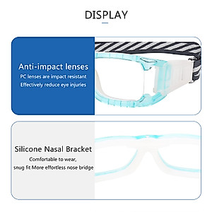 SooGree Sports Glasses for Men Womens,Protective Eyewear Sunglasses Racquetball Sports Cycling Glasse(Blue frame White pad),Anti Fog Shock Absorption with Adjustable Strap
