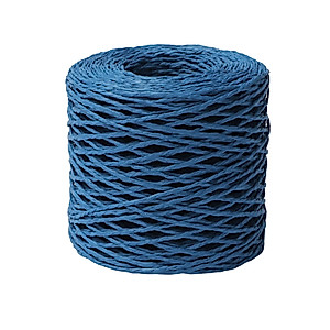 Altsuceser Hand Crocheting Straw Braided Yarn, DIY Knit Yarn Straw Raffia Yarn Crochet Cotton Straw Braided Thread for Summer Sun Hat, Beach Bag Navy Blue