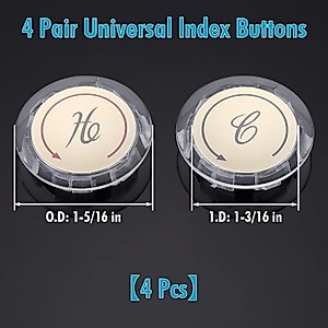 Replacement Hot and Cold Crystal Acrylic Faucet Knobs for Prime-Line MP54300 Universal Index Buttons, 1-5/16 in. Diameter, Clear Acrylic with Gold (4 Pack)